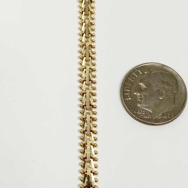 14 Karat Yellow Gold Beaded Foxtail Link Chain Necklace For Sale at 1stDibs