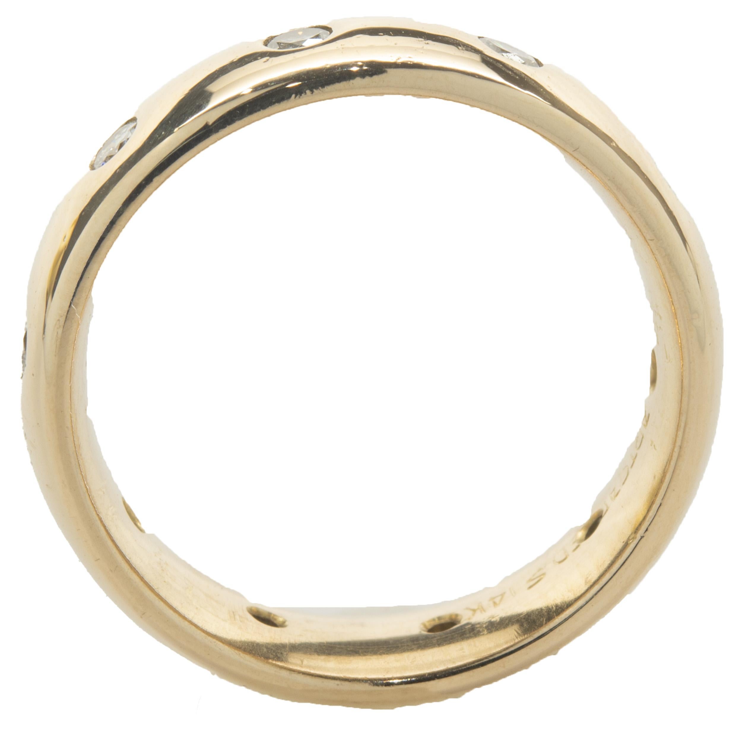 14 Karat Yellow Gold Bezel Set Diamond Band For Sale at 1stDibs