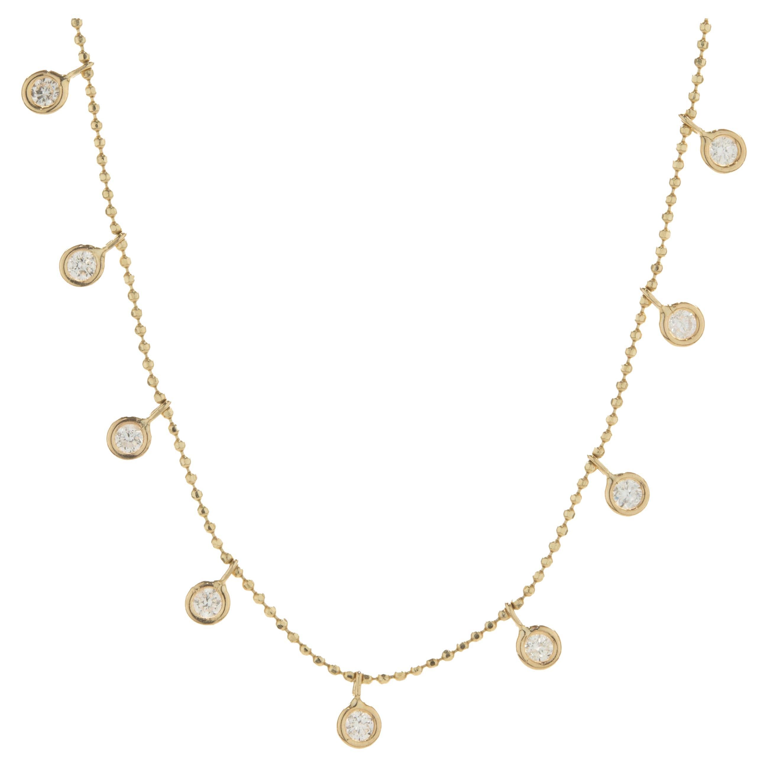 14 Karat Yellow Gold Bezel Set Multi Sapphire Drop Necklace For Sale at ...