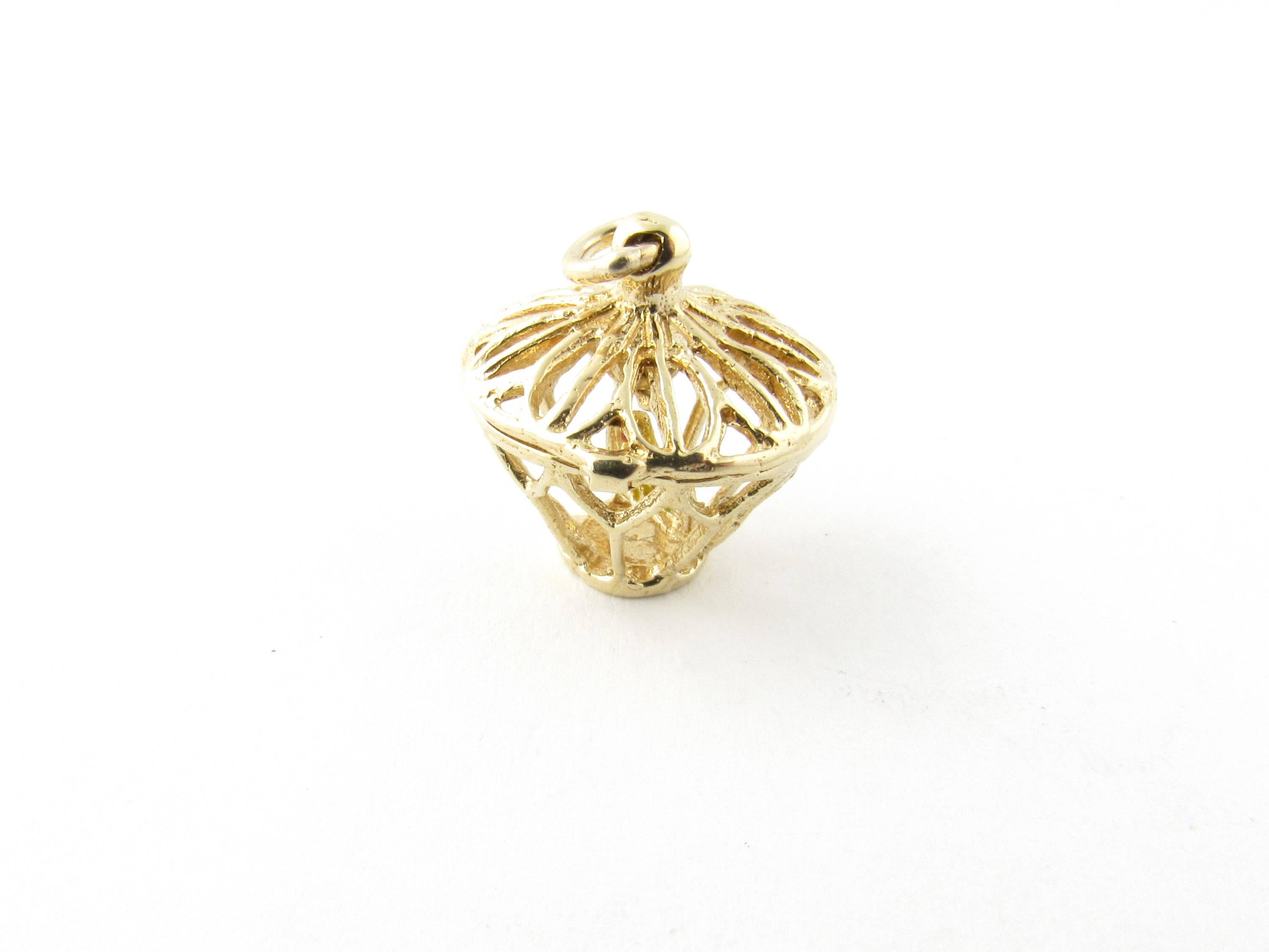 14 Karat Yellow Gold Bird in a Cage Charm at 1stDibs | bird cage charm