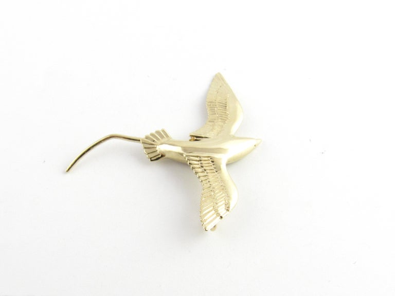 14 Karat Yellow Gold Bird Pendant at 1stDibs