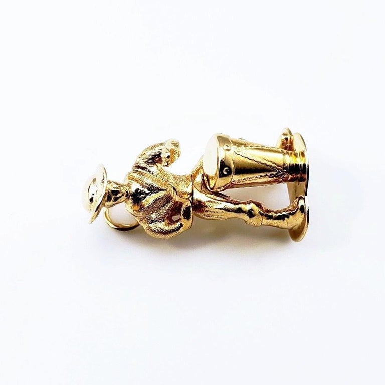 14 Karat Yellow Gold Bongo Drum Player Charm For Sale at 1stDibs