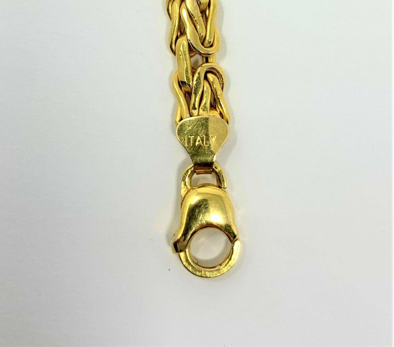 14 Karat Yellow Gold Byzantine Link Chain Necklace For Sale at 1stDibs
