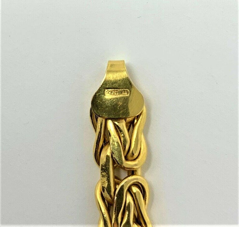 14 Karat Yellow Gold Byzantine Link Chain Necklace For Sale at 1stDibs