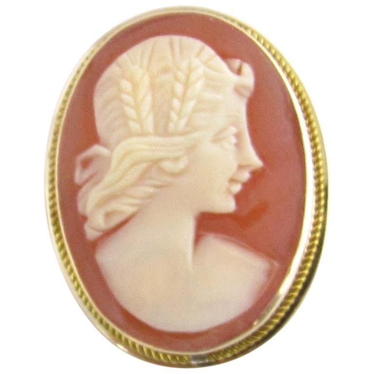 18 Karat Yellow Gold Cameo Pendant or Brooch For Sale at 1stDibs ...