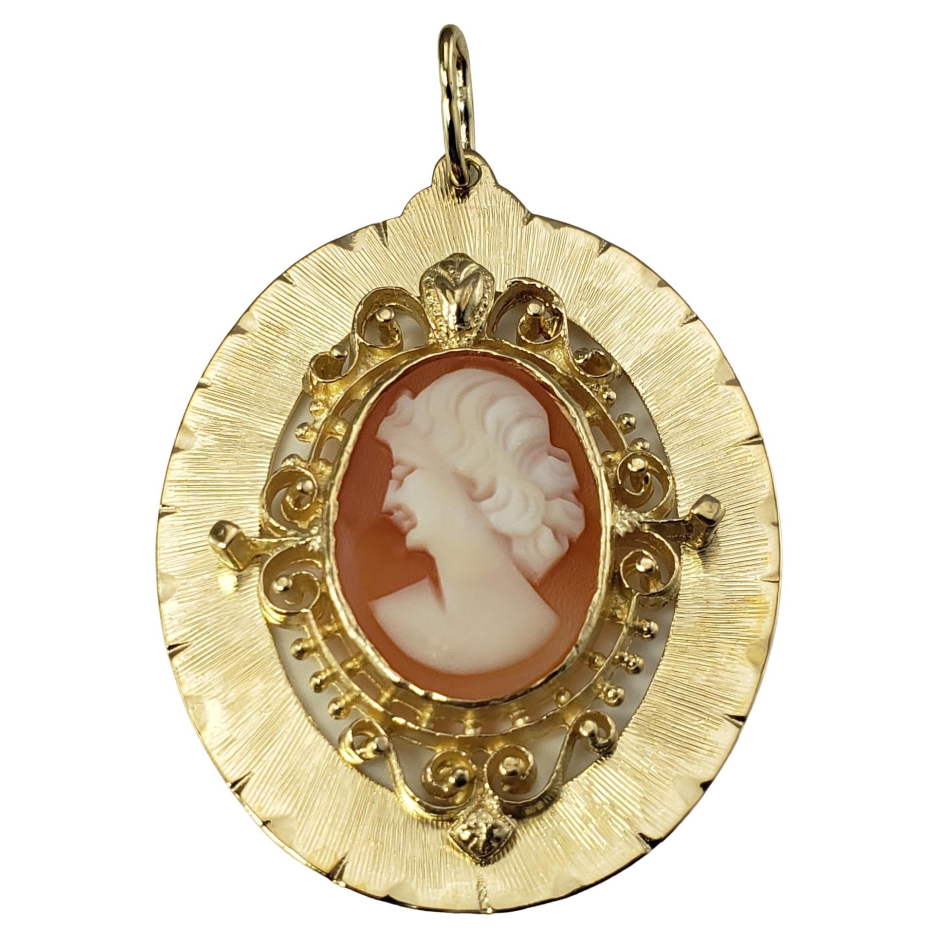 14 Karat Yellow Gold Pink Cameo Pendant at 1stDibs
