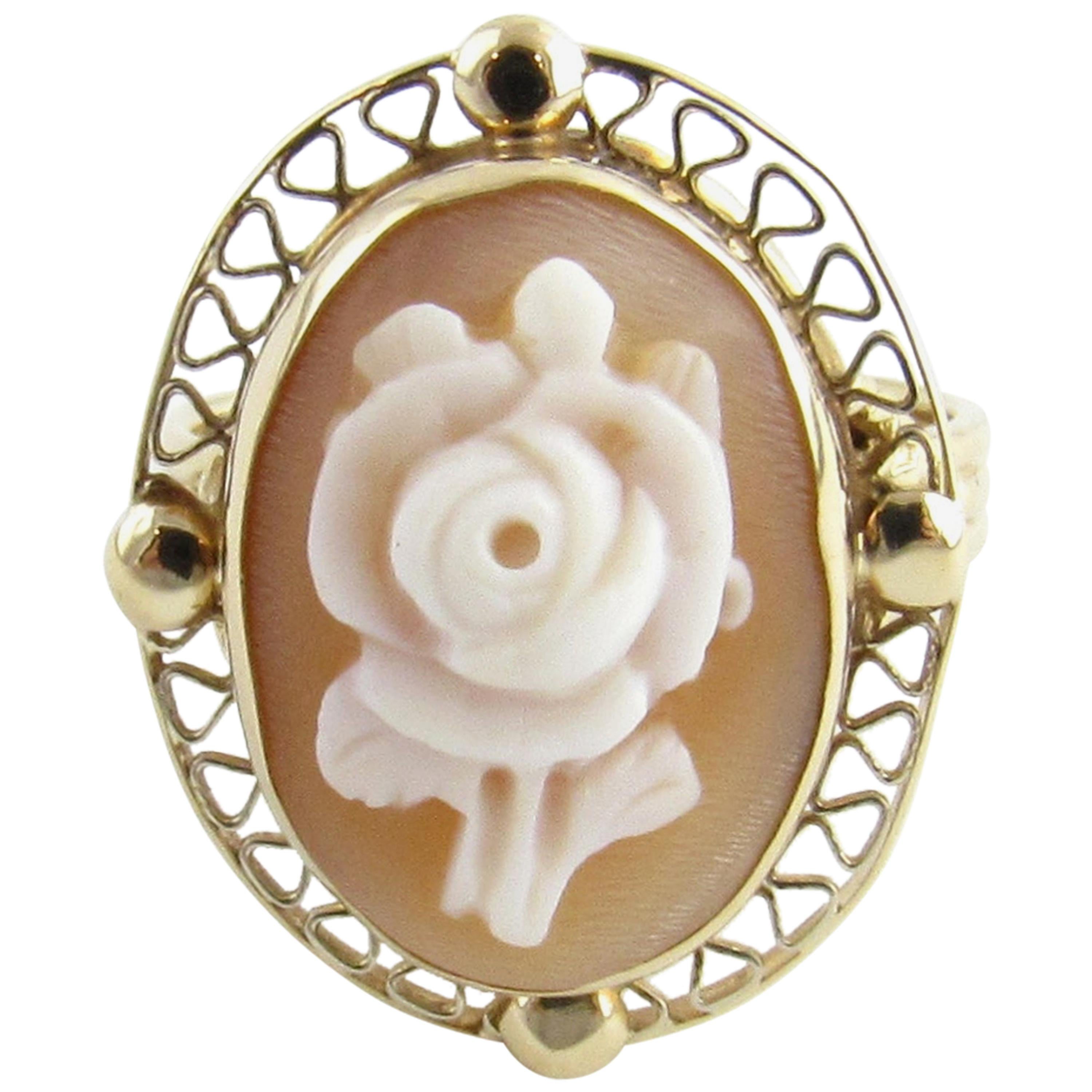 14 Karat Yellow Gold Cameo Ring at 1stDibs | 14k cameo ring, rose cameo ...
