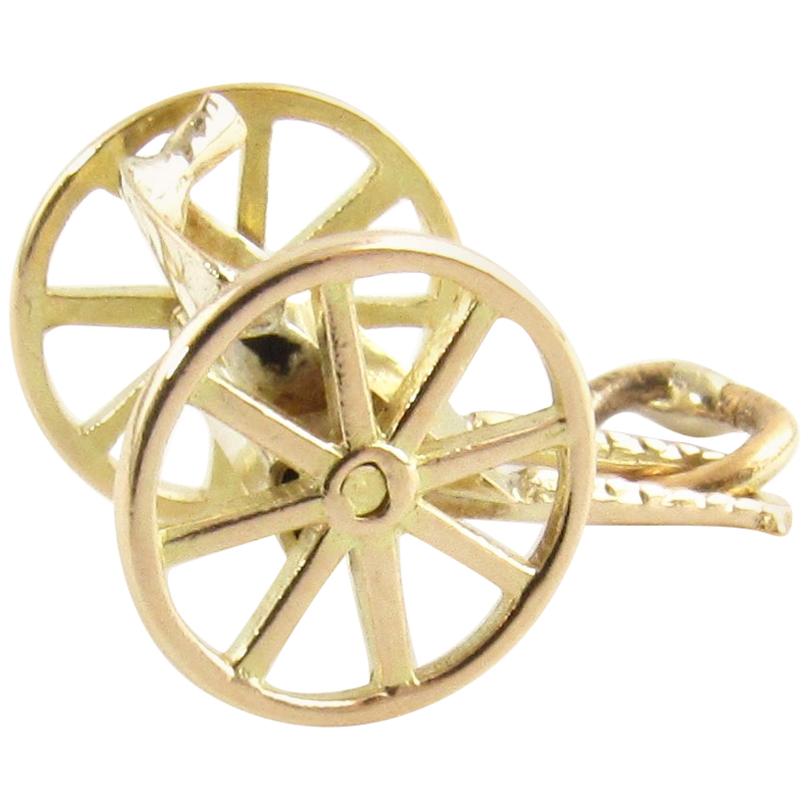 Retro 14 Karat Gold Lucky in Love Ice Cream Cart Charm at 1stDibs