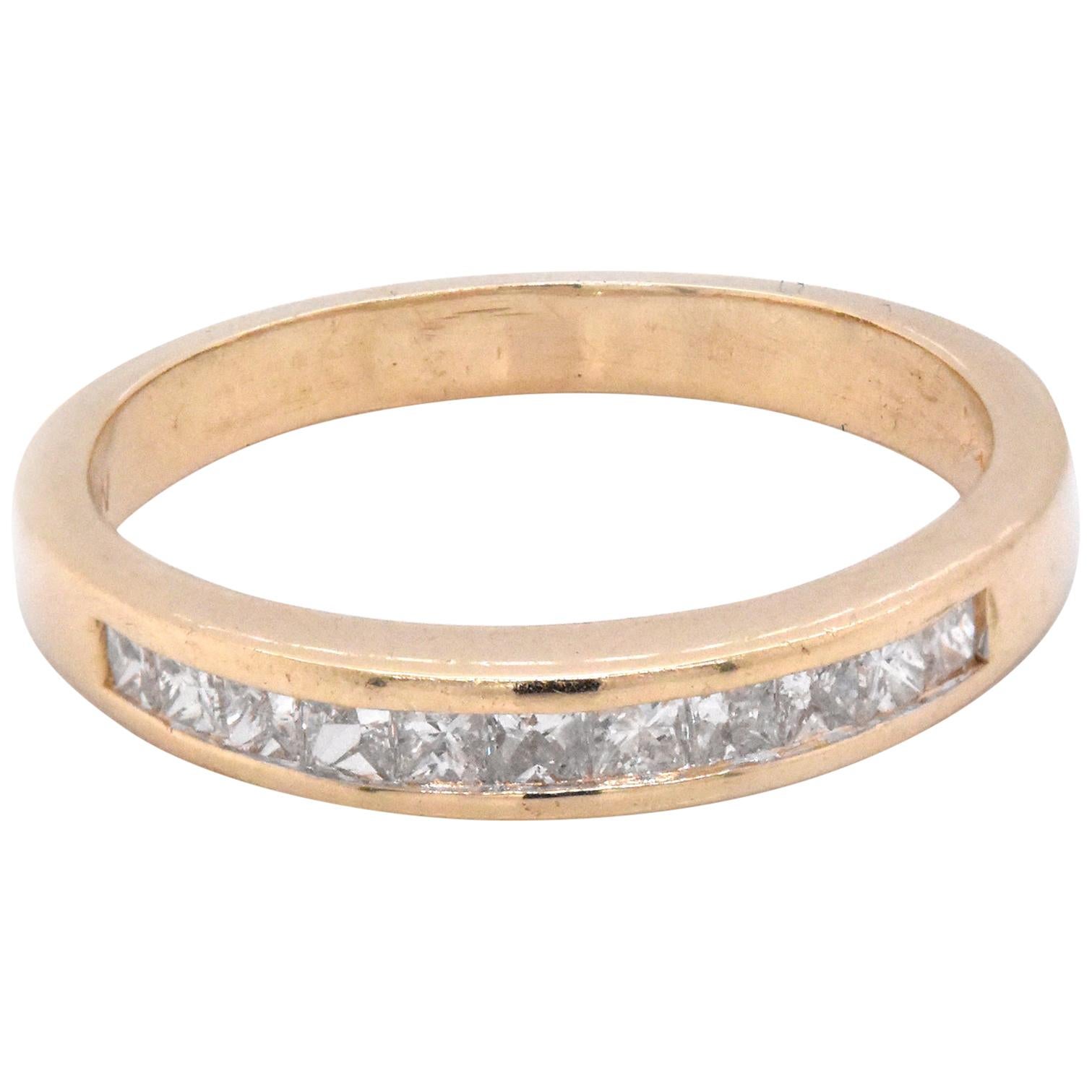 Diamond Channel Set of Wedding Band 14 Karat Yellow Gold For Sale at ...