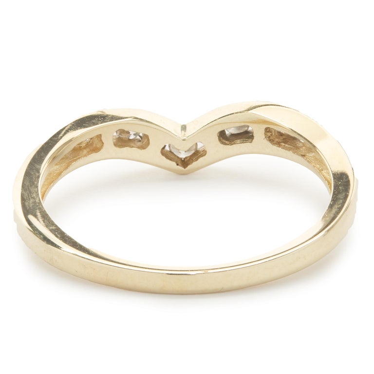 14 Karat Yellow Gold Channel Set Diamond Curve Band For Sale at 1stDibs