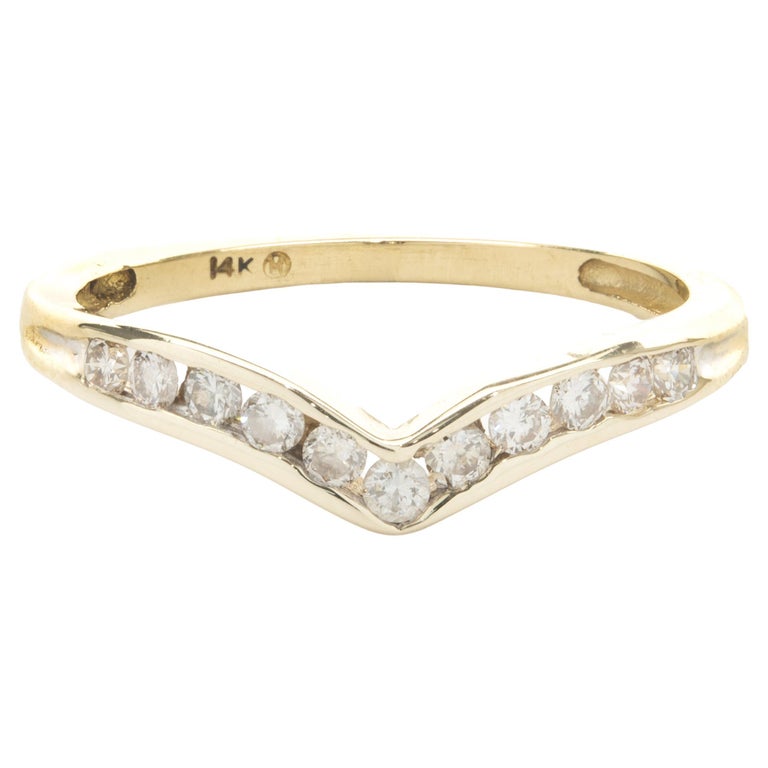 14 Karat Yellow Gold Channel Set Diamond Curve Band For Sale at 1stDibs