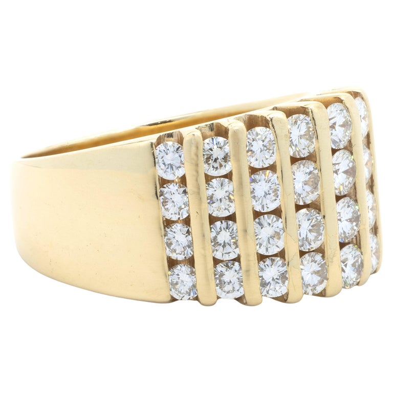 14 Karat Yellow Gold Channel Set Diamond Ring For Sale at 1stDibs