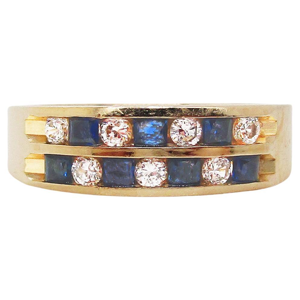 Nasbro Sapphire and Diamond Channel Set 14 Karat White Gold Band Ring ...