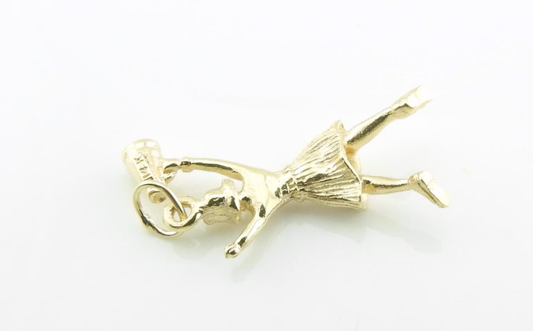 14 Karat Yellow Gold Cheerleader Charm For Sale at 1stDibs
