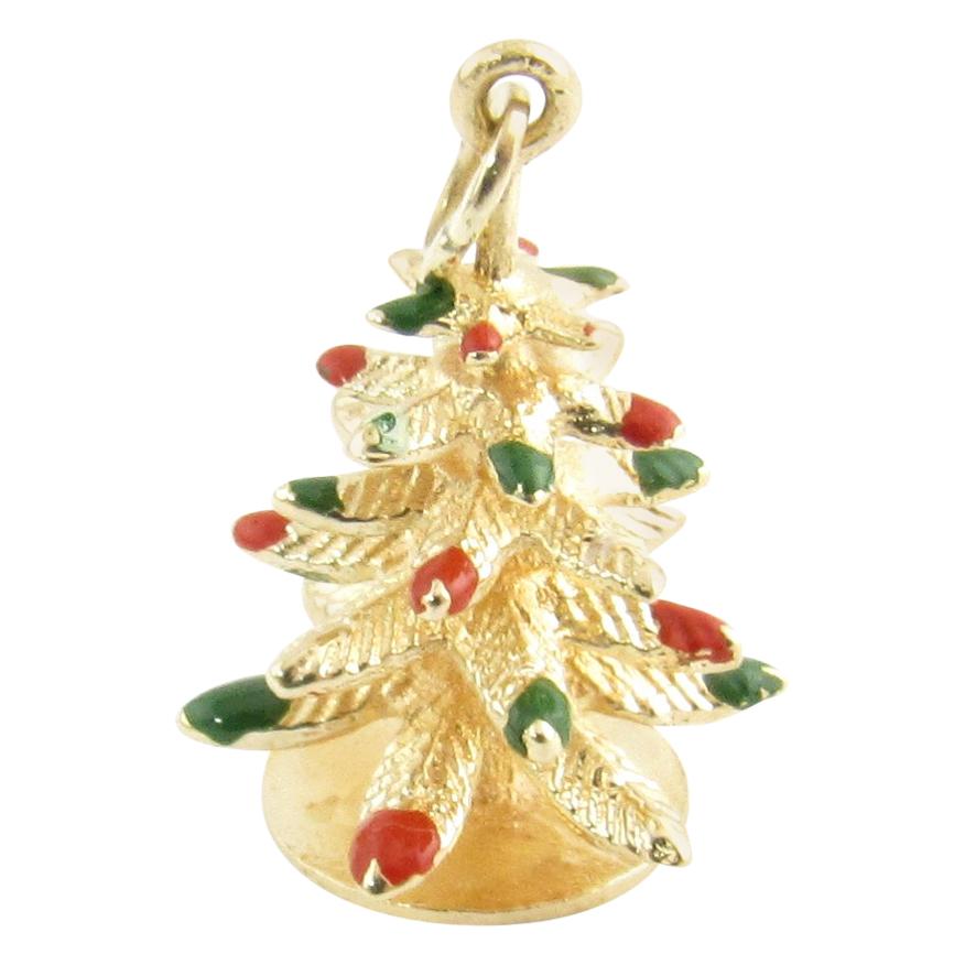 14 Karat Yellow Gold Christmas Tree Charm at 1stDibs