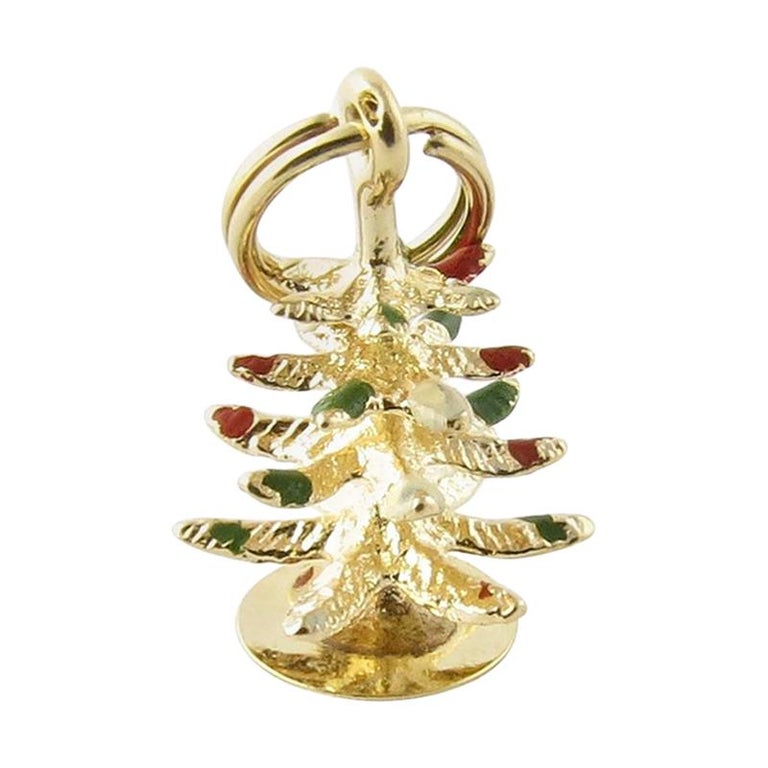 14 Karat Yellow Gold Christmas Tree Charm at 1stDibs
