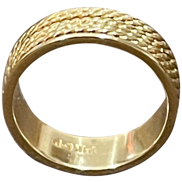 14 Karat Yellow Gold Classic Wide Wedding Band Ring, Unisex For Sale at ...