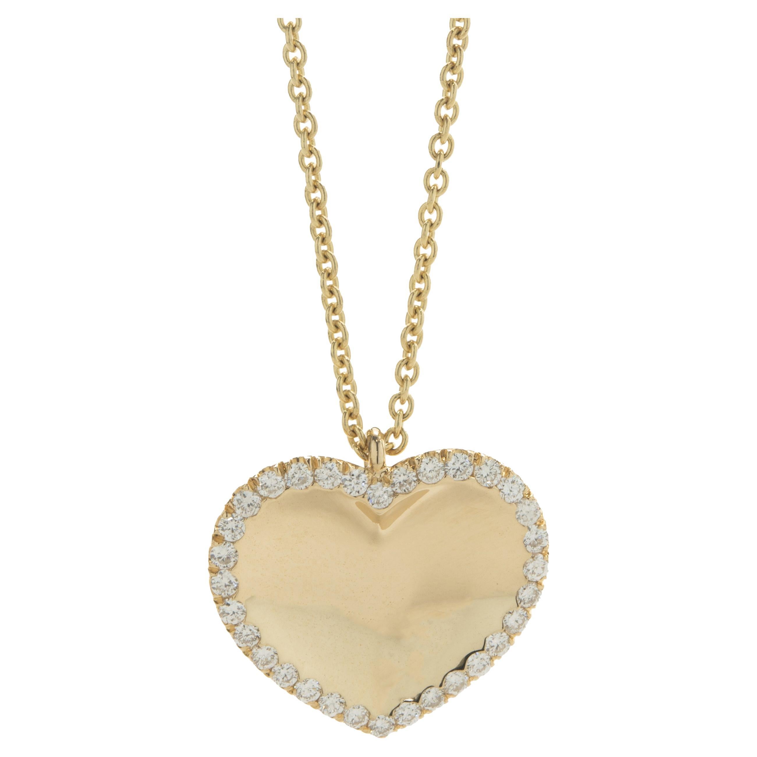 14 Karat Yellow Gold Double Heart Necklace For Sale at 1stDibs