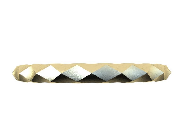 14 Karat Yellow Gold Concave Rhombus Unisex Cuff Bracelet For Sale at 1stDibs
