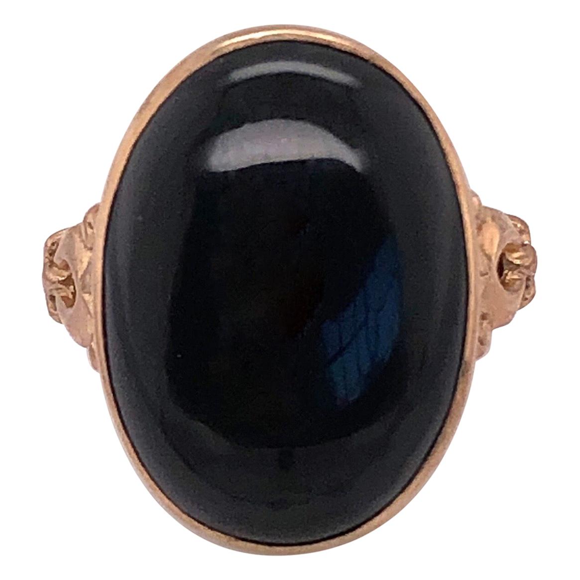 Modernist Black Onyx Diamond Ring 14 Karat For Sale at 1stDibs