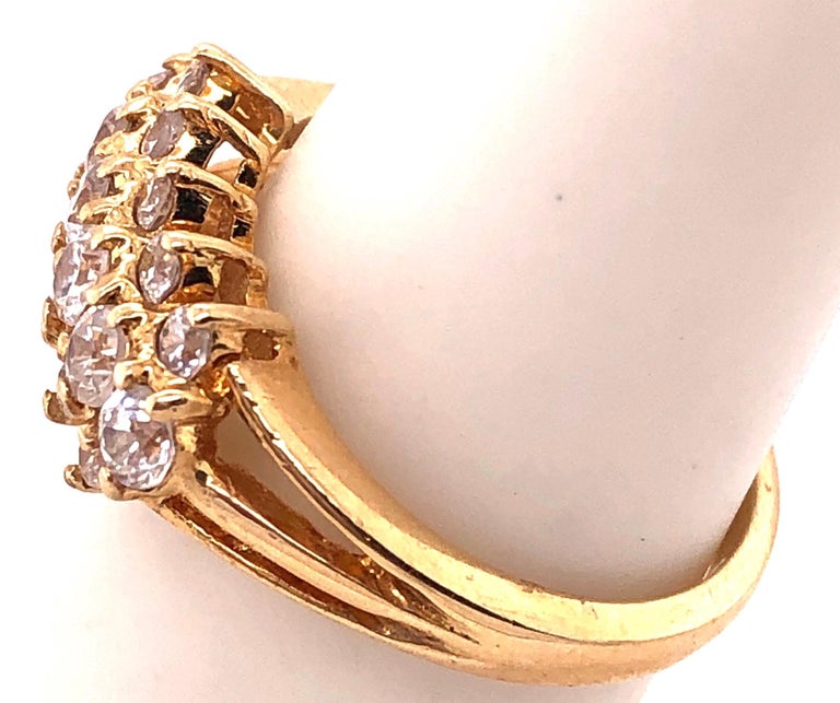 14 Karat Yellow Gold Contemporary Three-Tier Diamond Ring 1.00 TDW For ...