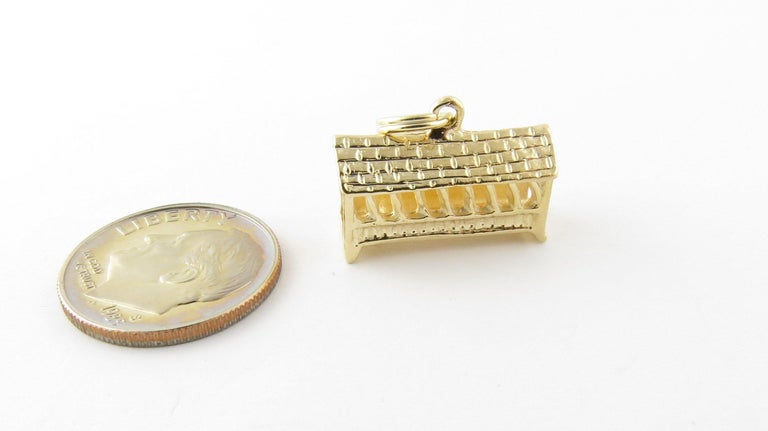 14 Karat Yellow Gold Covered Bridge Charm at 1stDibs