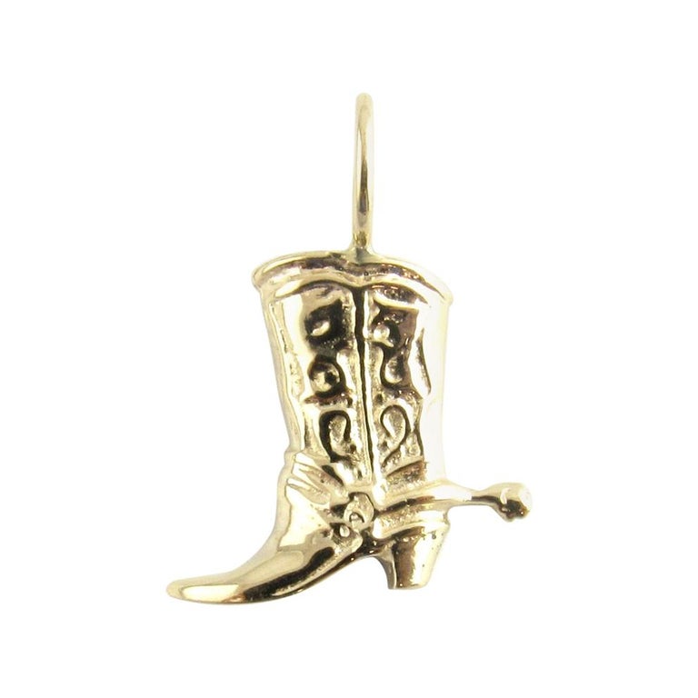 14 Karat Yellow Gold Cowboy Boot Charm at 1stDibs