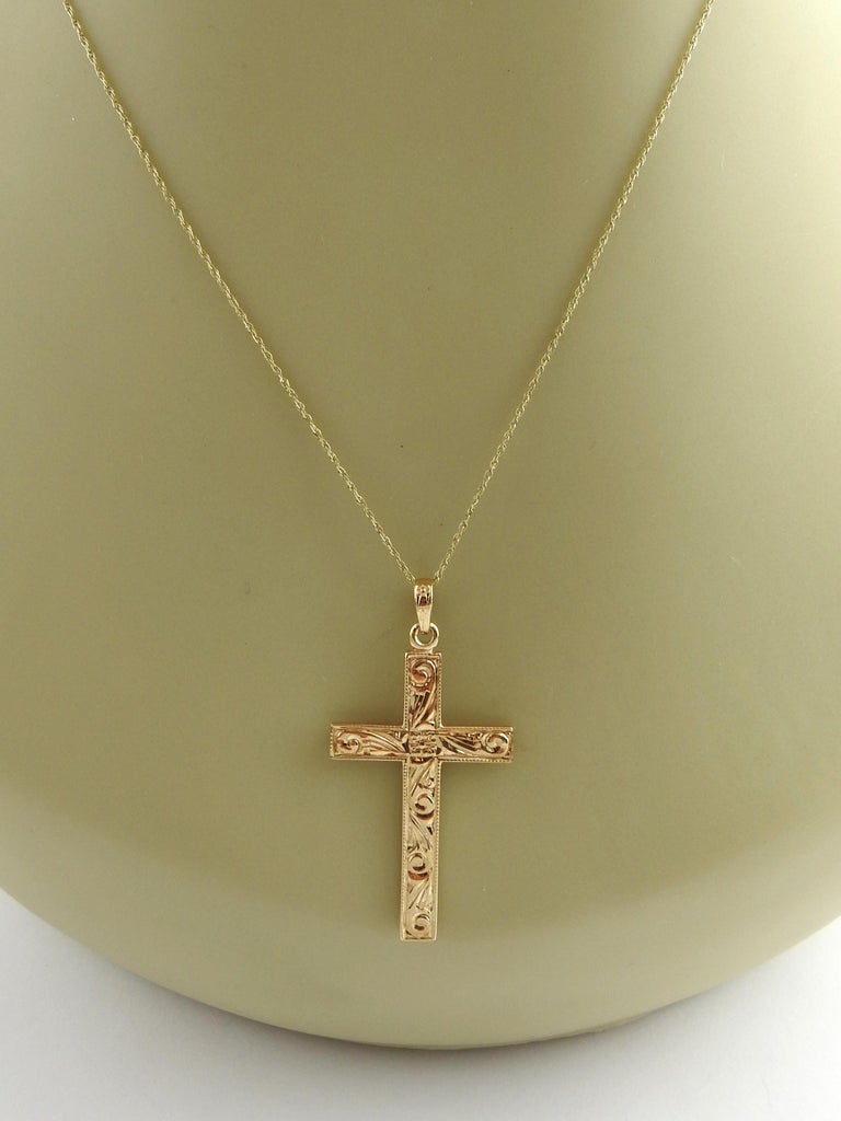 14 Karat Yellow Gold Cross Pendant at 1stDibs | 14 karat gold cross