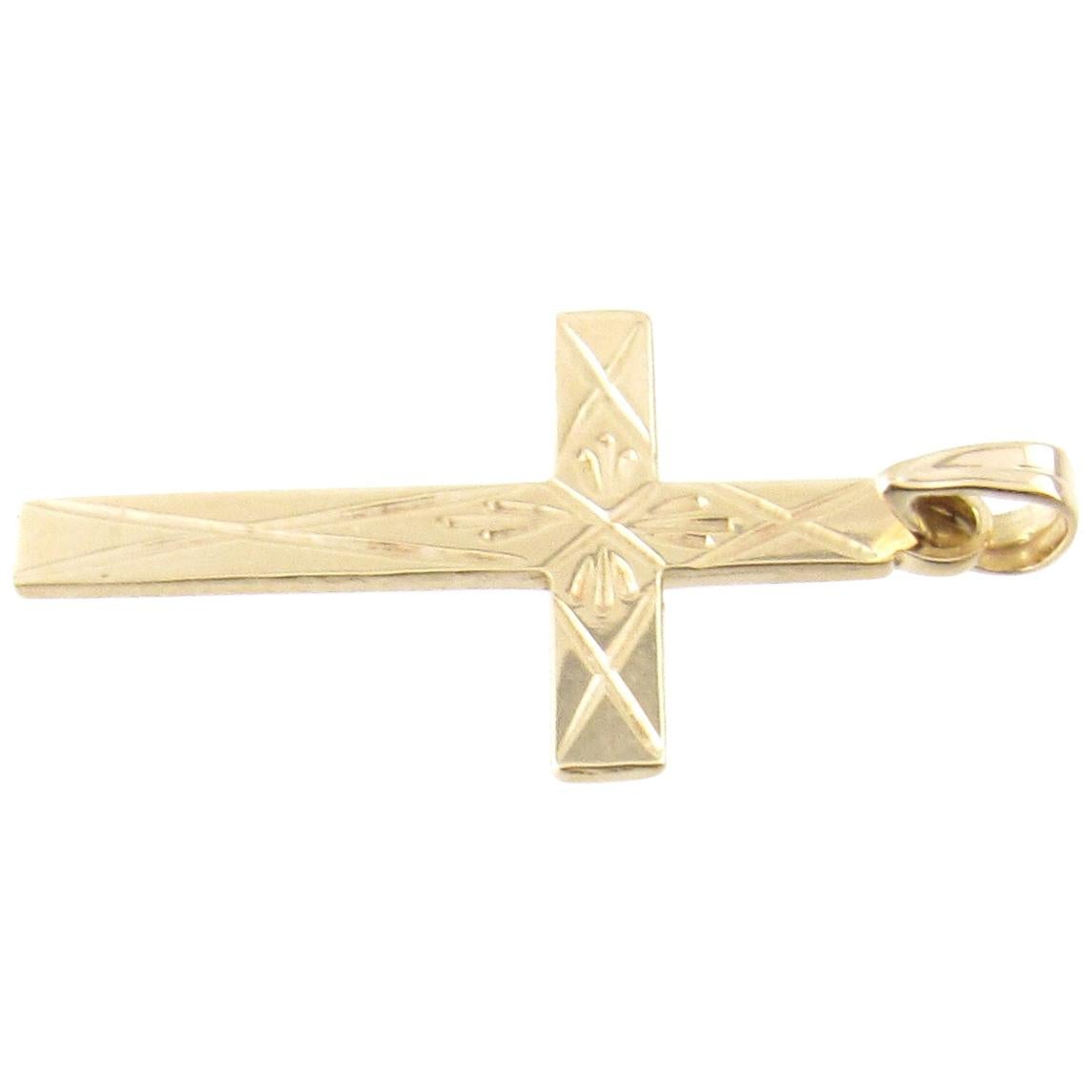 14 Karat Yellow Gold Cross Pendant at 1stDibs