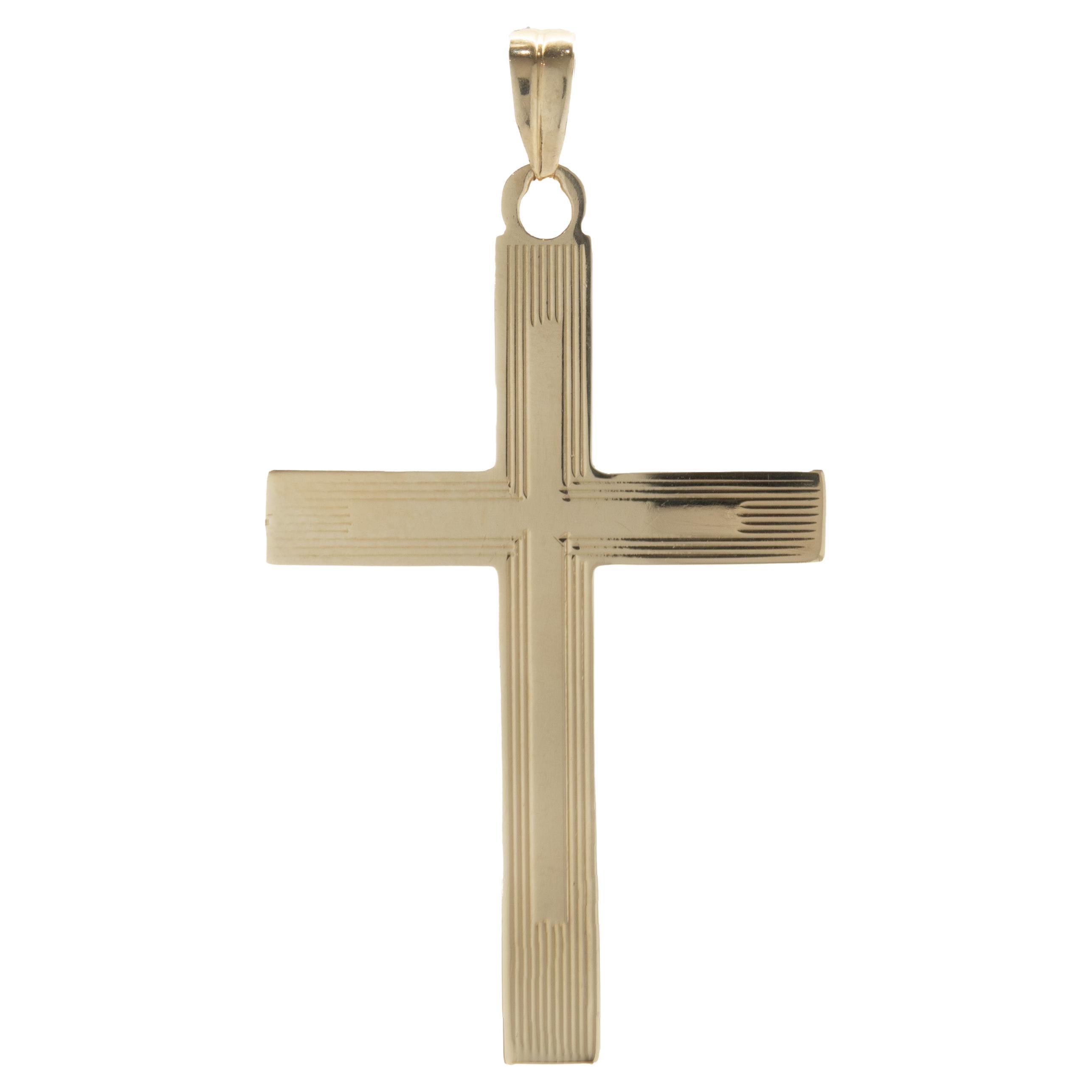 14 Karat Yellow Gold Vintage Ornate Cross Pendant at 1stDibs
