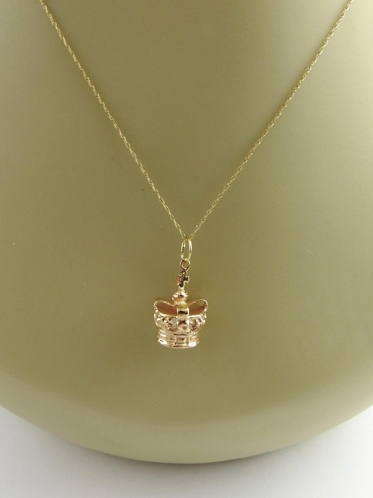 14 Karat Yellow Gold Crown Charm at 1stDibs