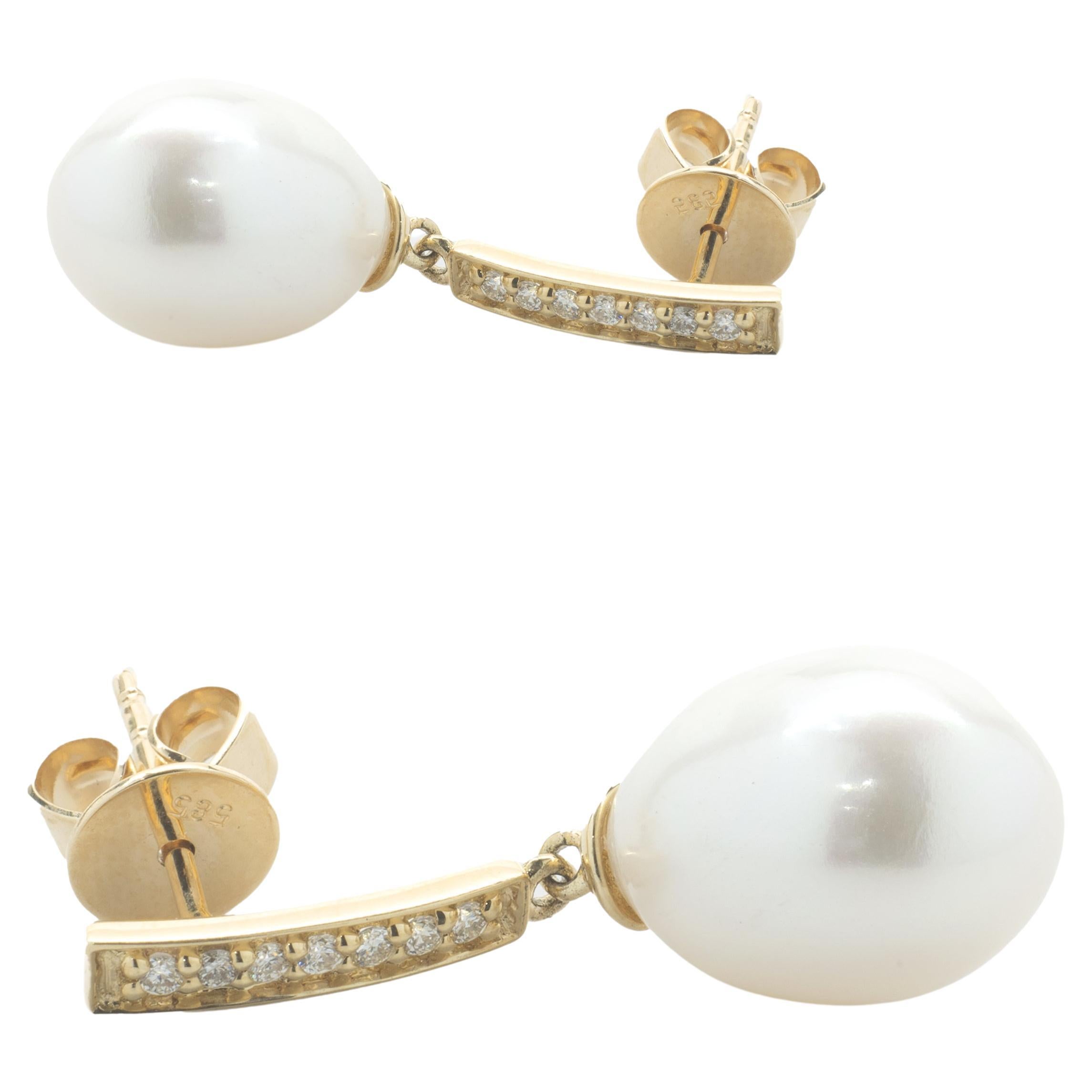 Marina J Cultured White Pearl And Amethyst Drop Earrings With 14 K