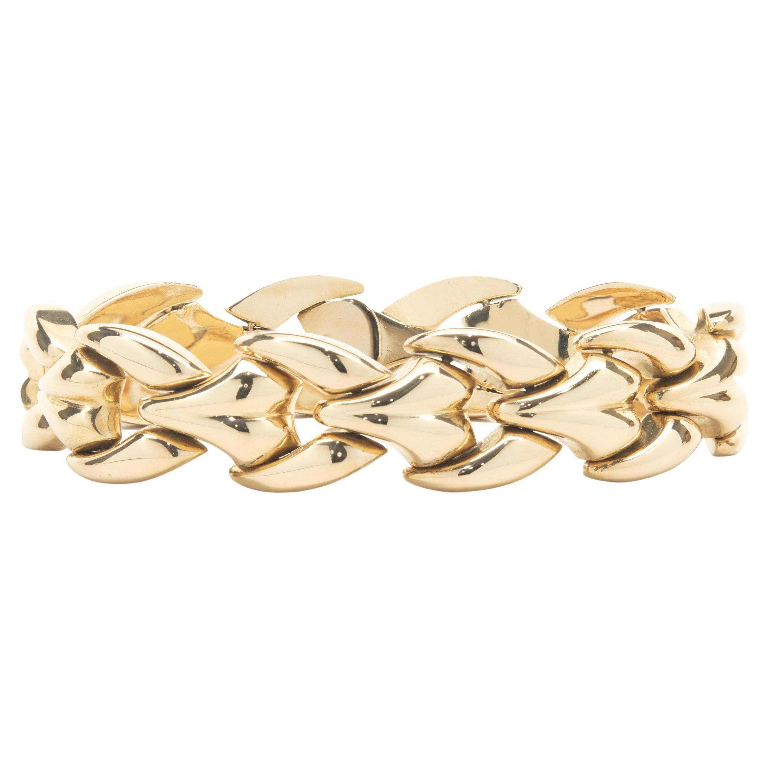 14 Karat Yellow Gold Custom Link Bracelet For Sale at 1stDibs