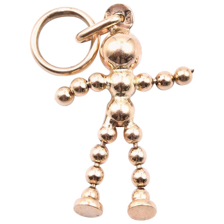 14 Karat Yellow Gold Dancing Human Pendant For Sale at 1stDibs