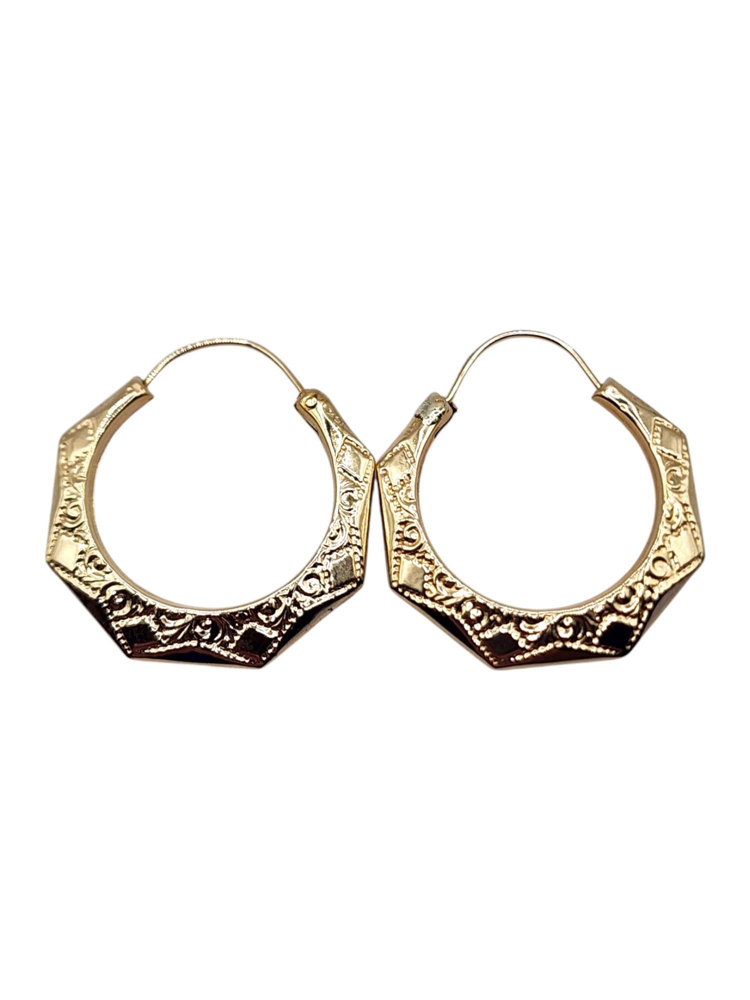 Solid Gold Maximalist Cosmos Geometric Spider Web Big Hoop Earrings 14 ...