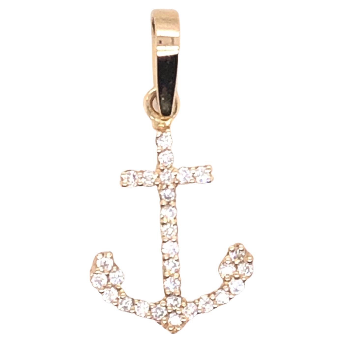 14 Karat Yellow Gold and Diamond Anchor and Ship's Wheel Pendant at 1stDibs