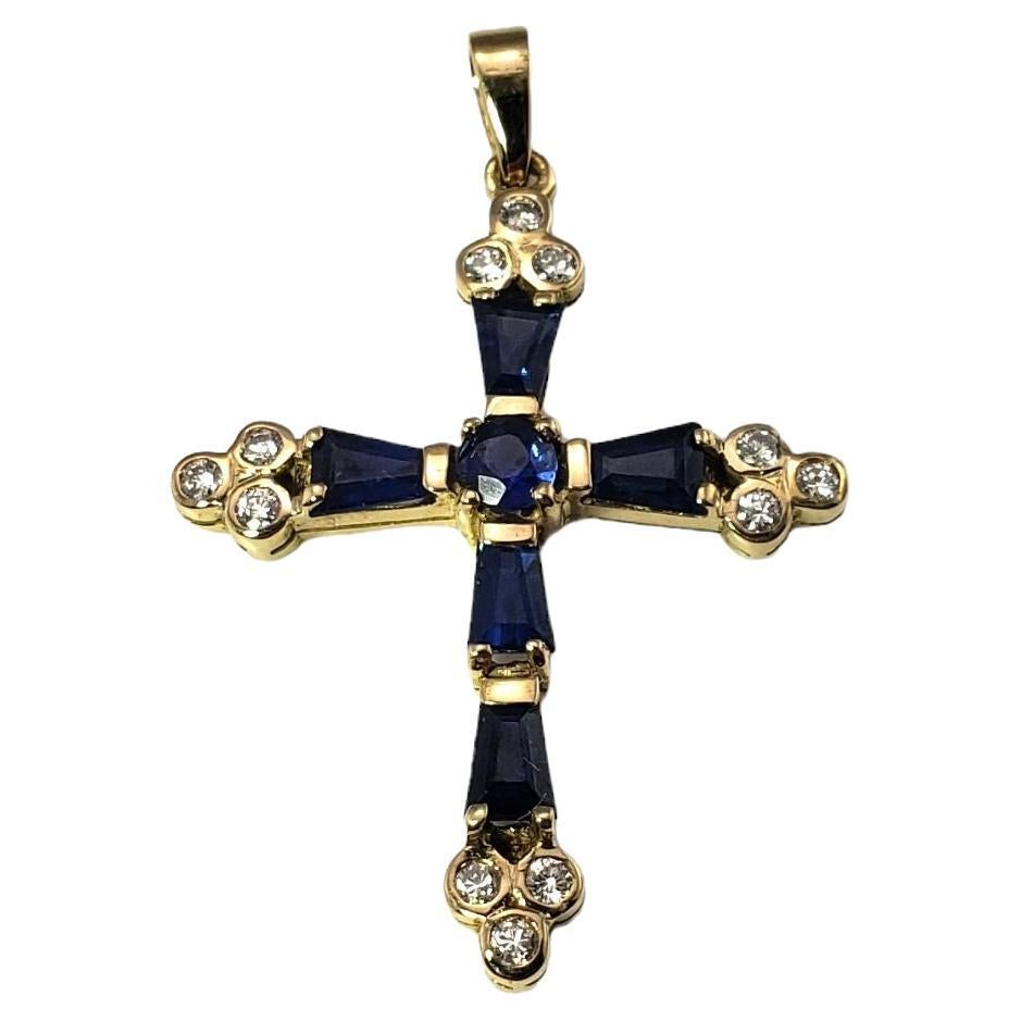 14 Karat Yellow Gold Diamond Cross Pendant For Sale at 1stDibs