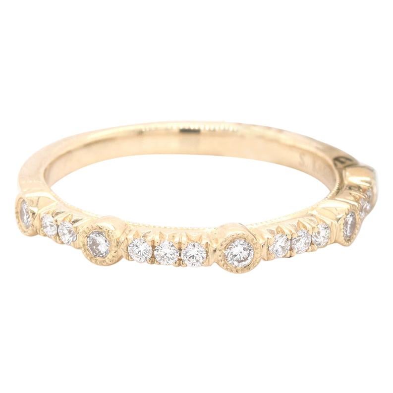 14 Karat Rose Gold Diamond Stackable Anniversary Ring For Sale at 1stDibs