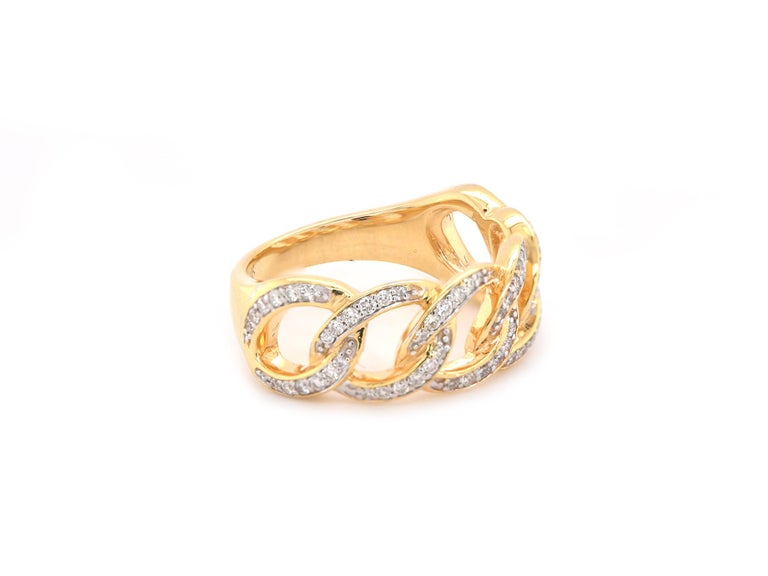 14 Karat Yellow Gold Diamond Circle Link Band For Sale at 1stDibs