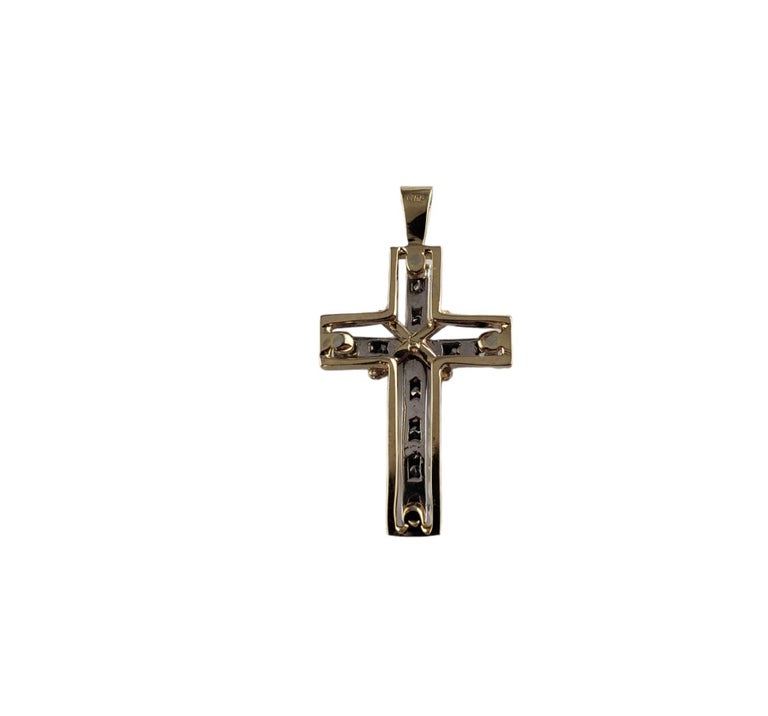 14 Karat Yellow Gold Diamond Cross Pendant For Sale at 1stDibs