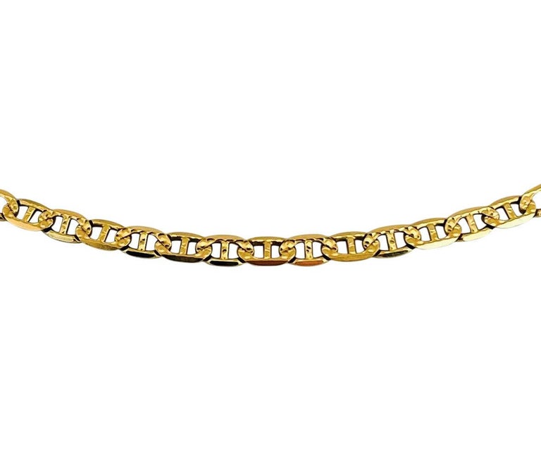 14 Karat Yellow Gold Diamond Cut Mariner Gucci Link Chain Necklace ...