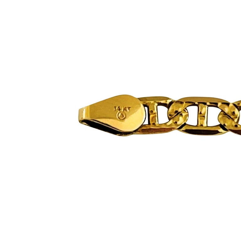 14 Karat Yellow Gold Diamond Cut Mariner Gucci Link Chain Necklace ...