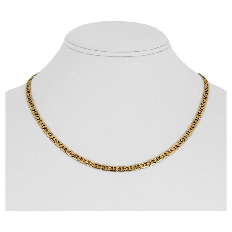 14 Karat Yellow Gold Diamond Cut Mariner Gucci Link Chain Necklace ...