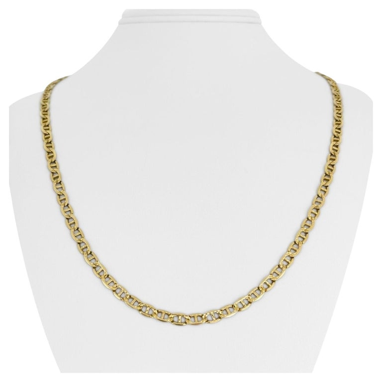 14 Karat Yellow Gold Diamond Cut Mariner Gucci Link Chain Necklace ...