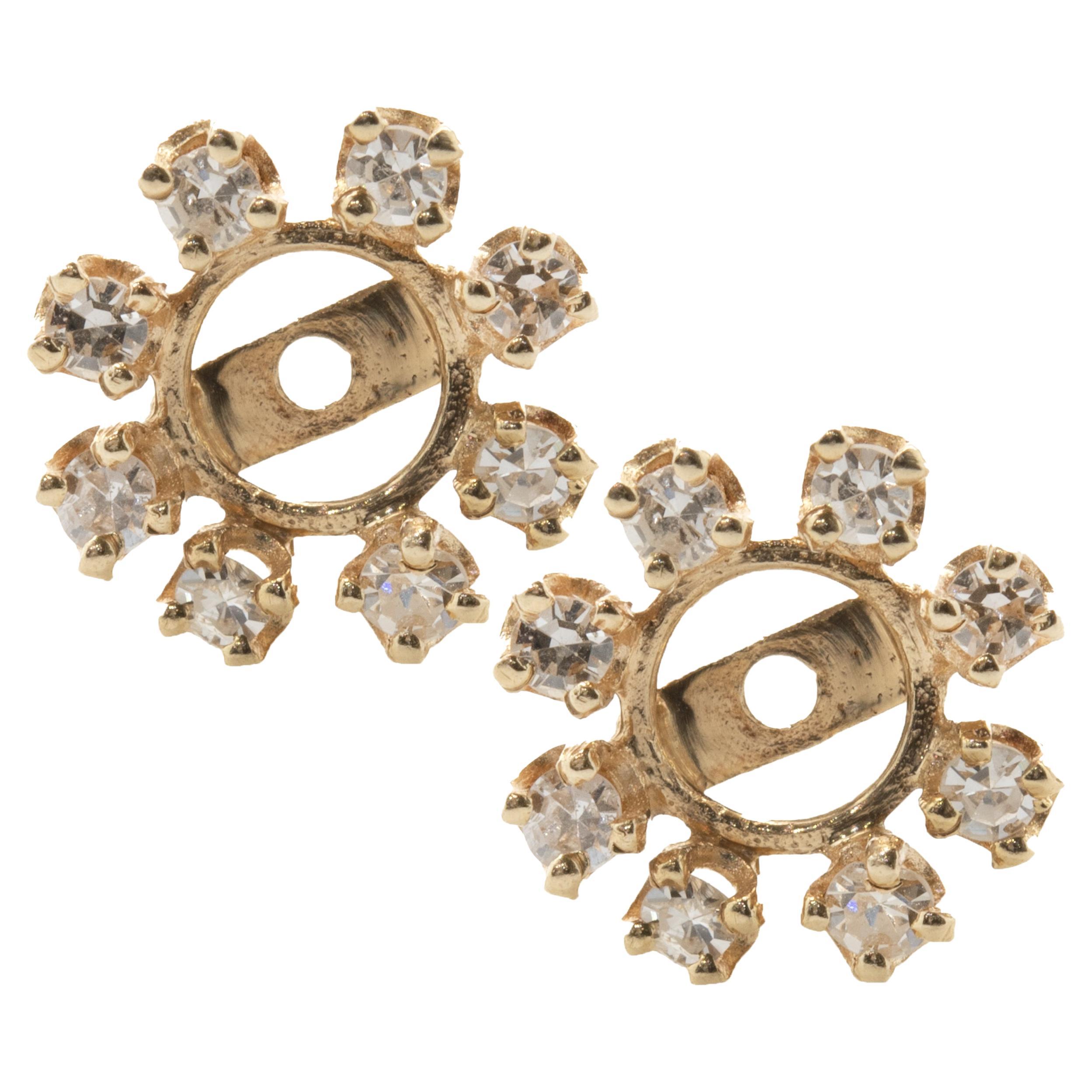 14 Karat White Gold Diamond Earring Enhancers For Sale at 1stDibs