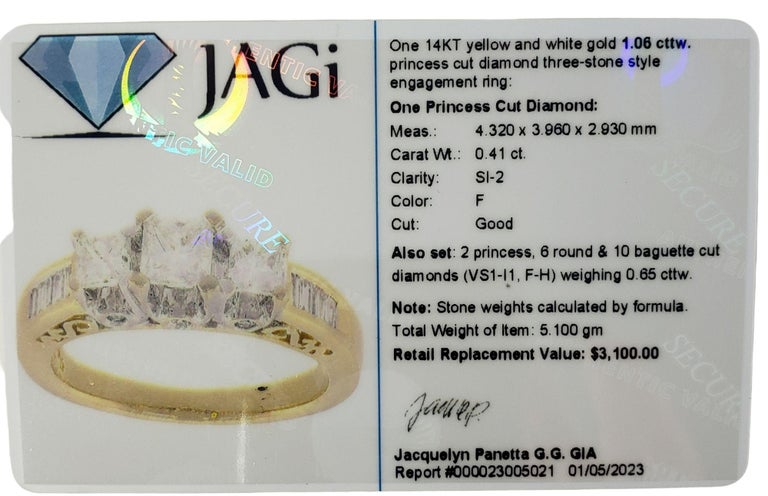 14 Karat Yellow Gold Diamond Engagement Ring JAGi Certified For Sale at ...