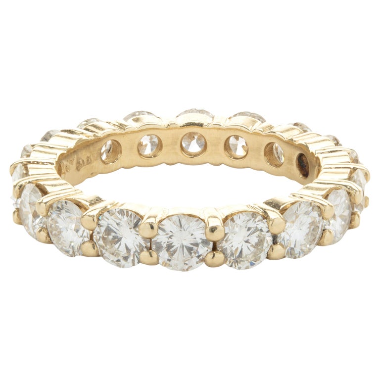 14 Karat Yellow Gold Diamond Eternity Band For Sale at 1stDibs