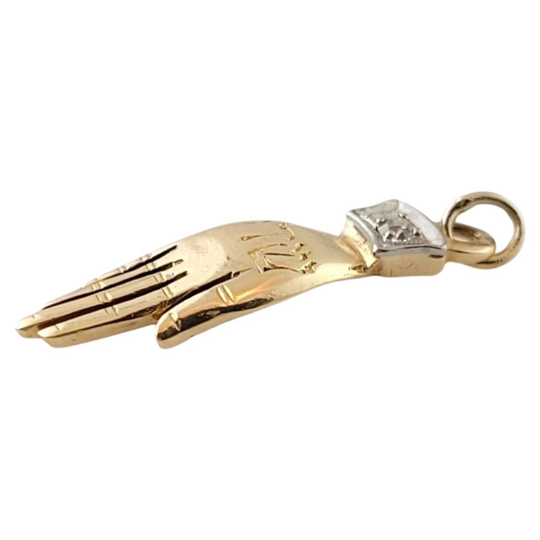 14 Karat Yellow Gold Diamond Jewish Hand Charm #17774 For Sale at 1stDibs