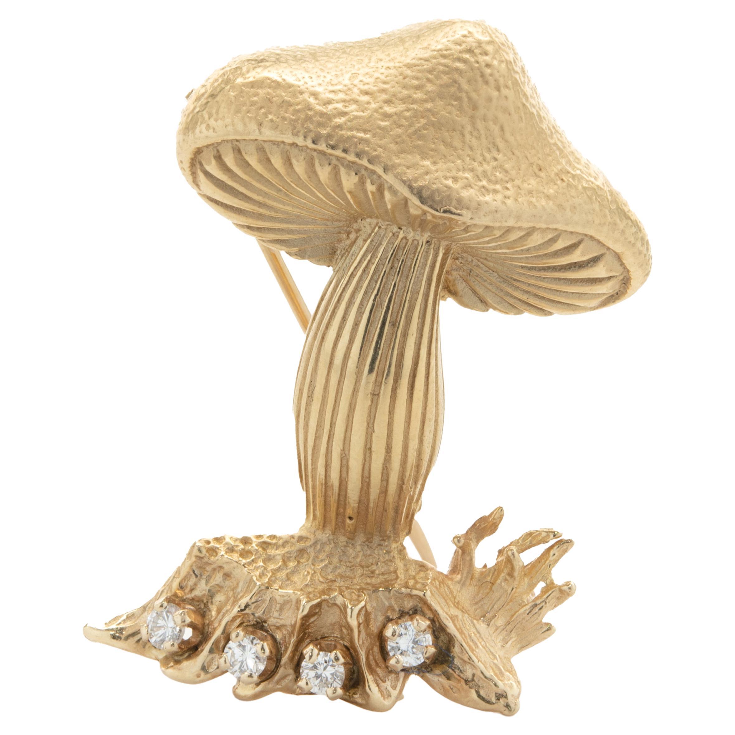 Vintage Yellow Gold Mushroom Brooch Pin at 1stDibs | mushroom gold