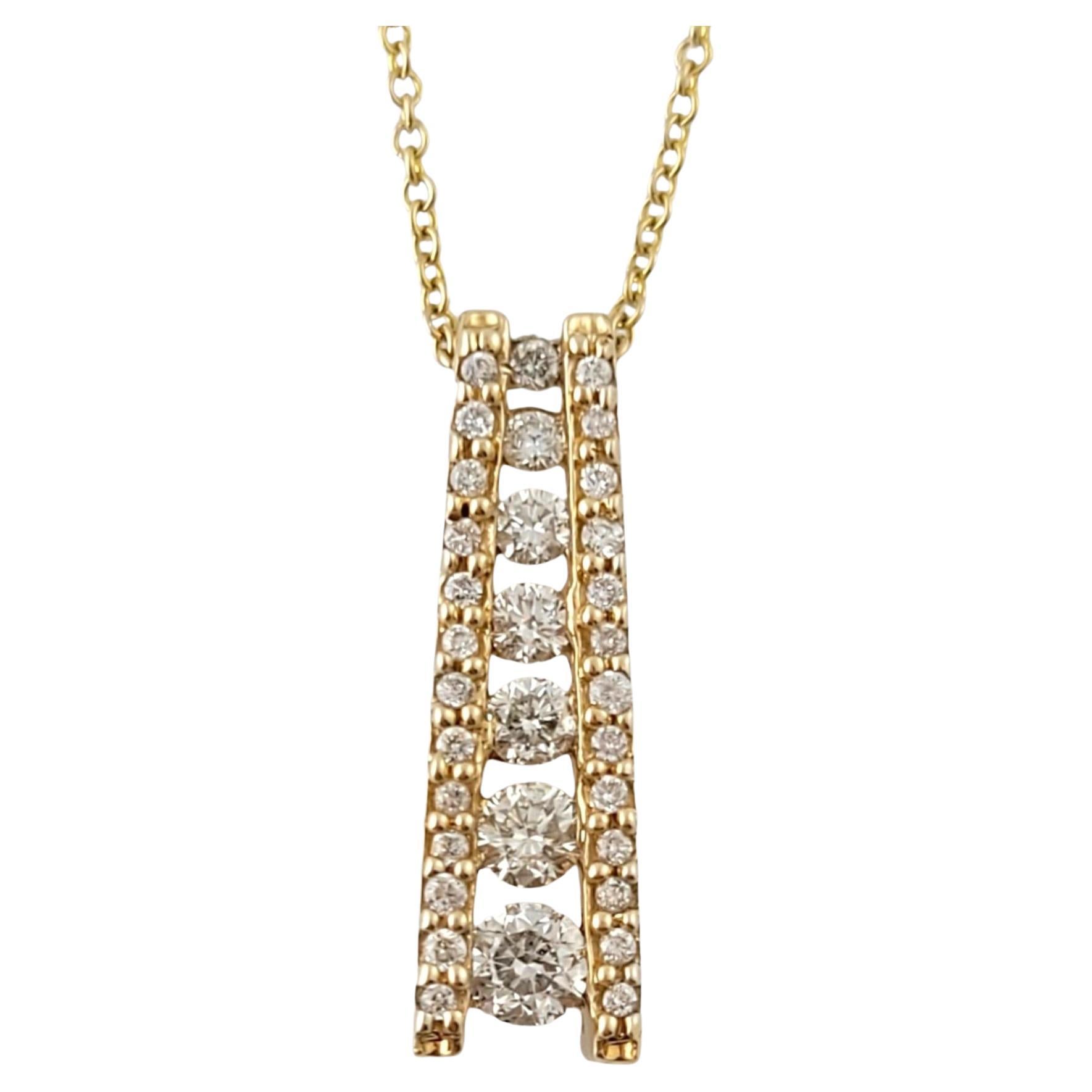 14 Karat Yellow Gold Diamond Pendant Ladder Necklace #17781 For Sale at ...
